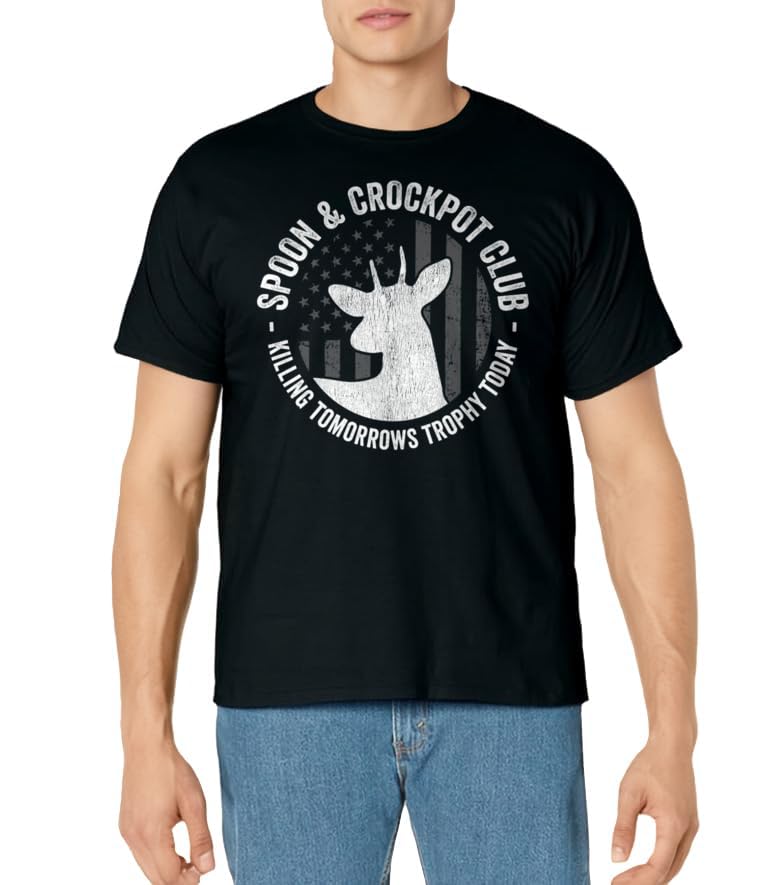 Spoon And Crockpot Club Funny Deer Hunter Hunting Joke Gift T-Shirt