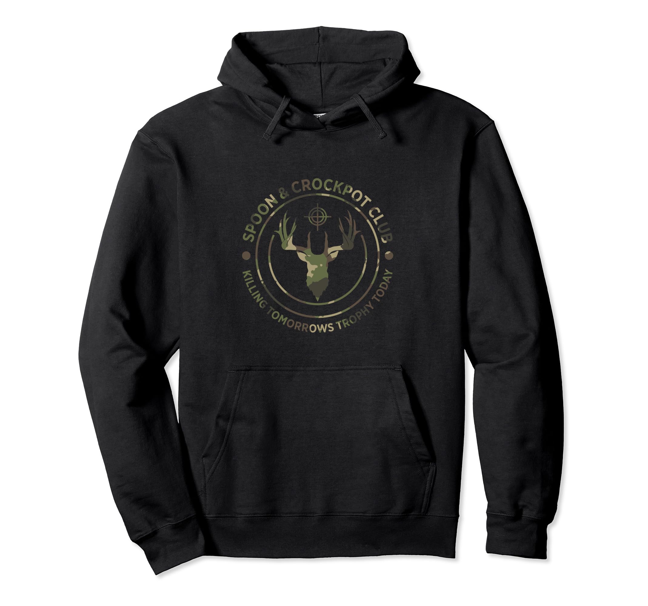 Spoon & Crockpot Club Whitetail Deer Hunting Animal Camo Pullover Hoodie