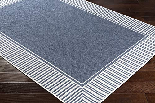 Artistic Weavers Hampshire Solid Border Outdoor Area Rug,8'10" Square,Denim