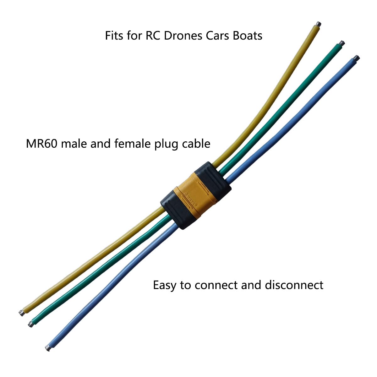 JINOARC 1Pair RC Charger Cable MR60 Pigtail Wire 14awg 100mm Female Male for FPV Drone Motor ESC
