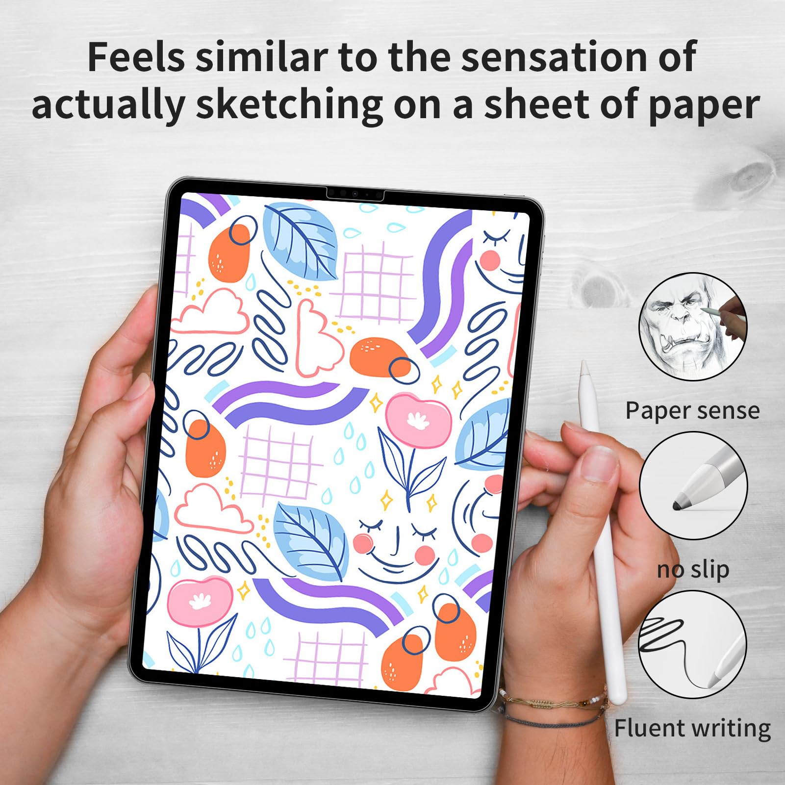 Softamm Paperfeel Magnetic Screen Protector for iPad Pro 12.9 Inch (2022/2021/2020/2018), Matte PET Film for Drawing & Writing Feel Like on Paper(Thin/Responsive/Detachable/Reusable)