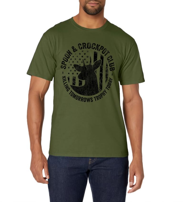 Spoon And Crockpot Club Funny Deer Hunter Hunting Joke Camo T-Shirt