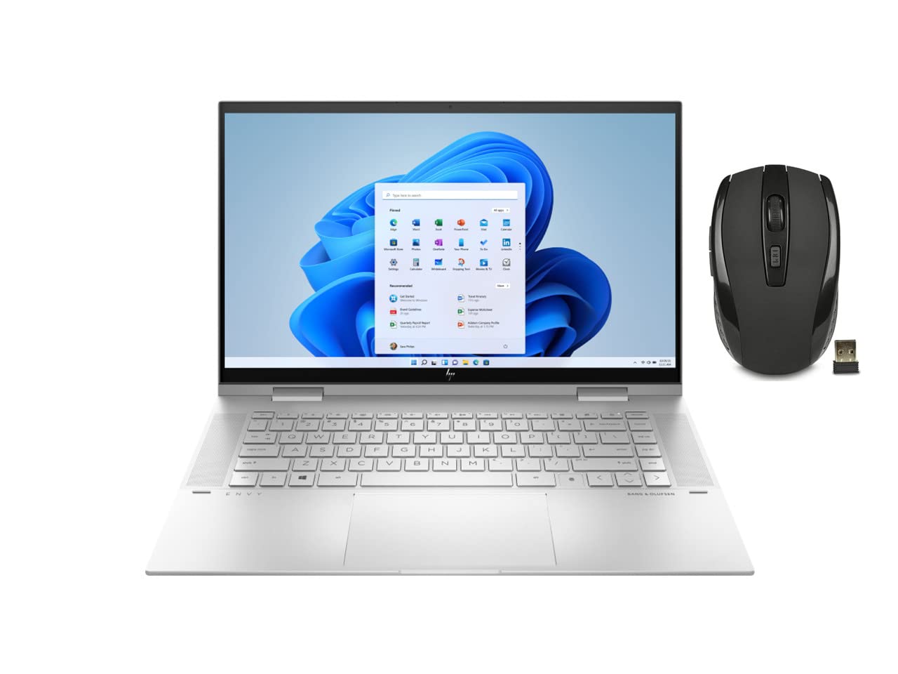 2022 Newest HP Envy X360 2-in-1 15.6'' FHD Touch-Screen Laptop | 11th Generation Intel Core i5-1155G7 Backlit Keyboard Fingerprint Windows 11 with Wireless Mouse Bundle (12GB RAM 512GB SSD), Silver