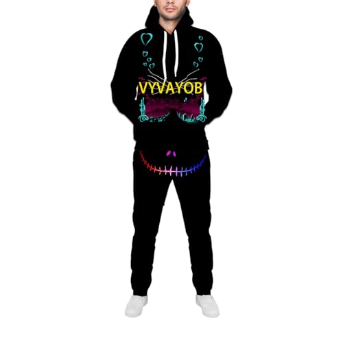 VYVAYOB Women's And Men's Halloween Hoodies Pant Set,3D Printing Hoodies Sweatshirt And Pants Suit Set-1-Large