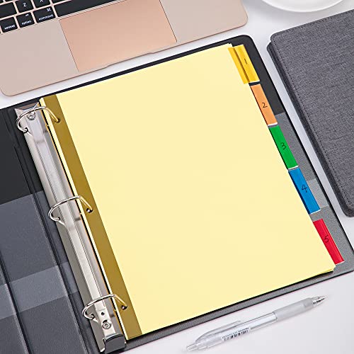 Amazon Basics 3 Ring Paper Binder Dividers With 5 Insertable Multicolor Plastic Tabs, Pack of 6 Sets (30 Count), Wood