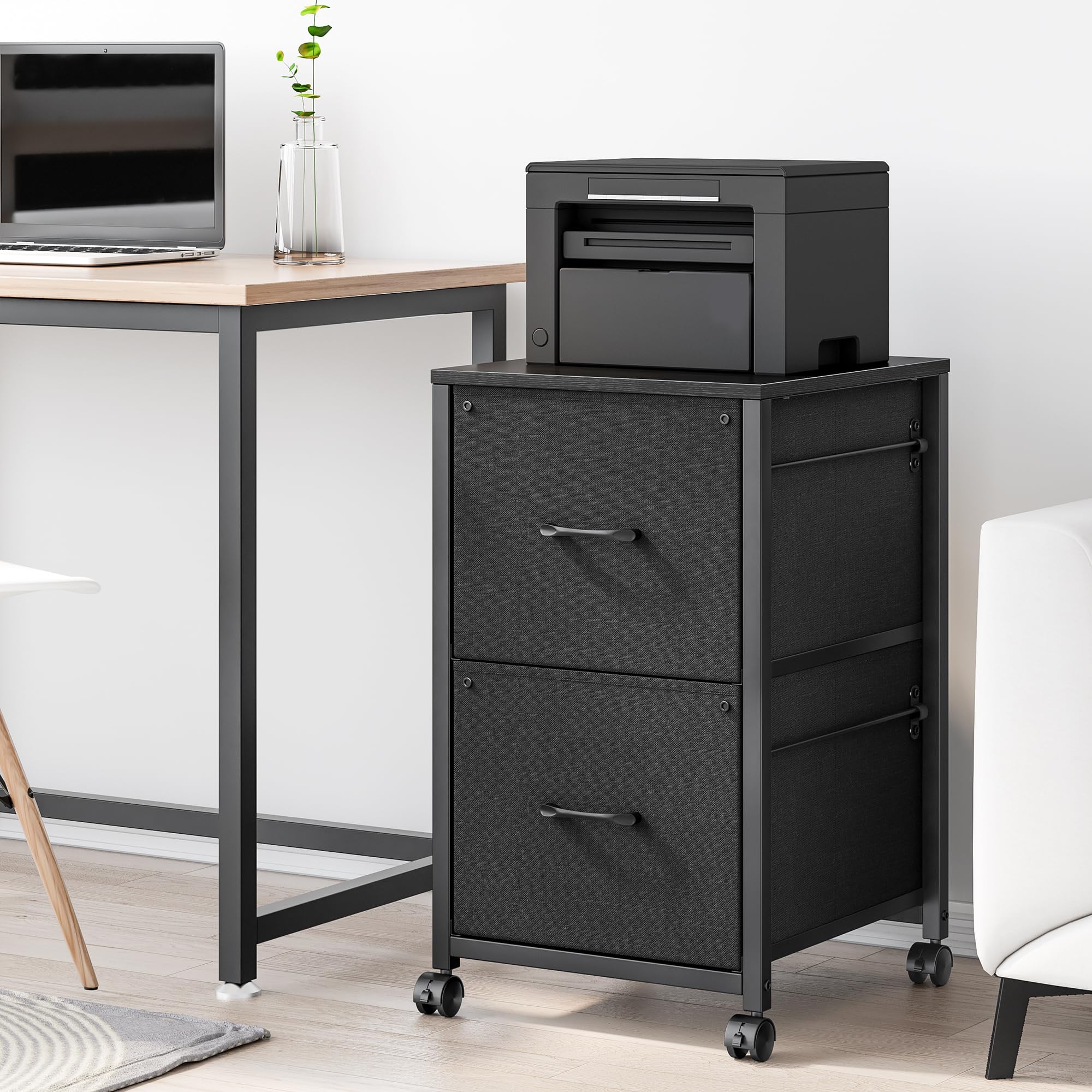 Raybee File Cabinets for Home Office 2 Drawer File Cabinet Filing Cabinets for Home Office Small File Cabinet on Wheels Office File Cabinets Fabric,for Letter/Legal / A4