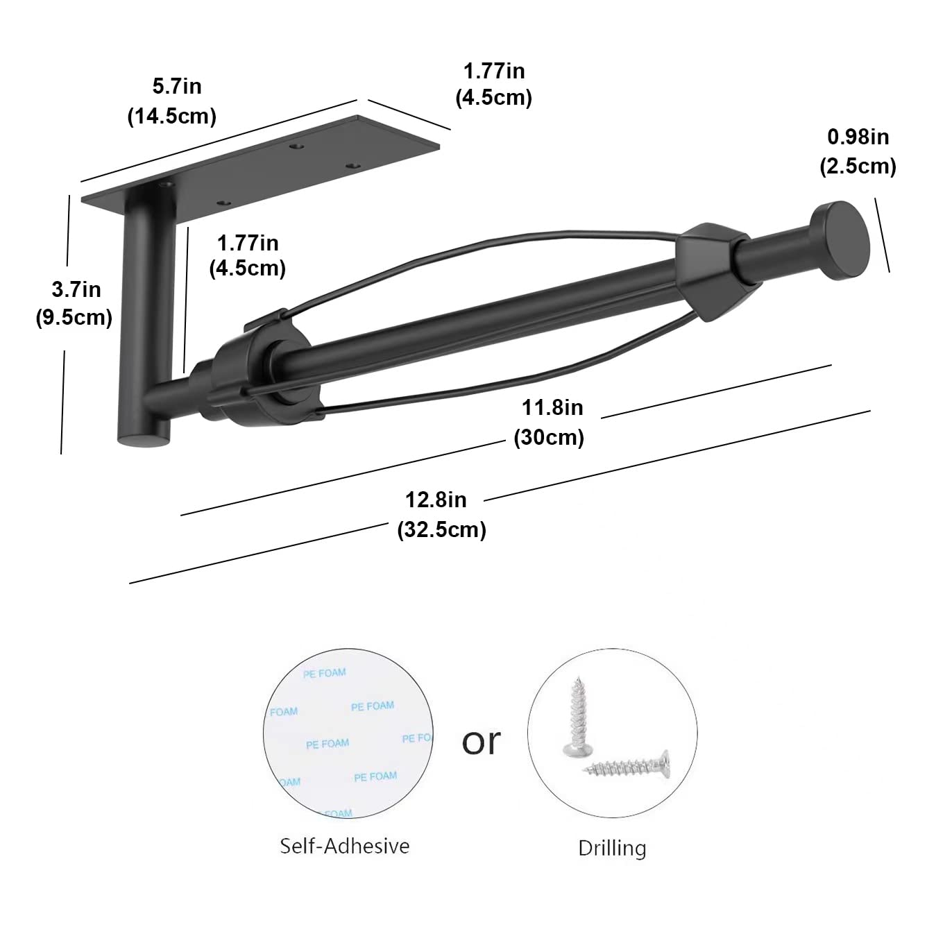 VAEHOLD Self Adhesive Paper Towel Holder Under Cabinet Mount, Wall Mounted Paper Towel Roll Holder for Kitchen, Bathroom, Wall - SUS304 Stainless Steel (Matte Black)