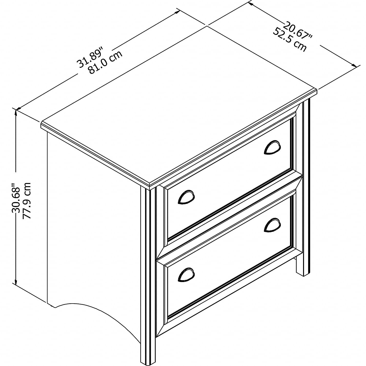 Bush Furniture Fairview 2 Drawer Lateral File Cabinet in Antique White and Tea Maple