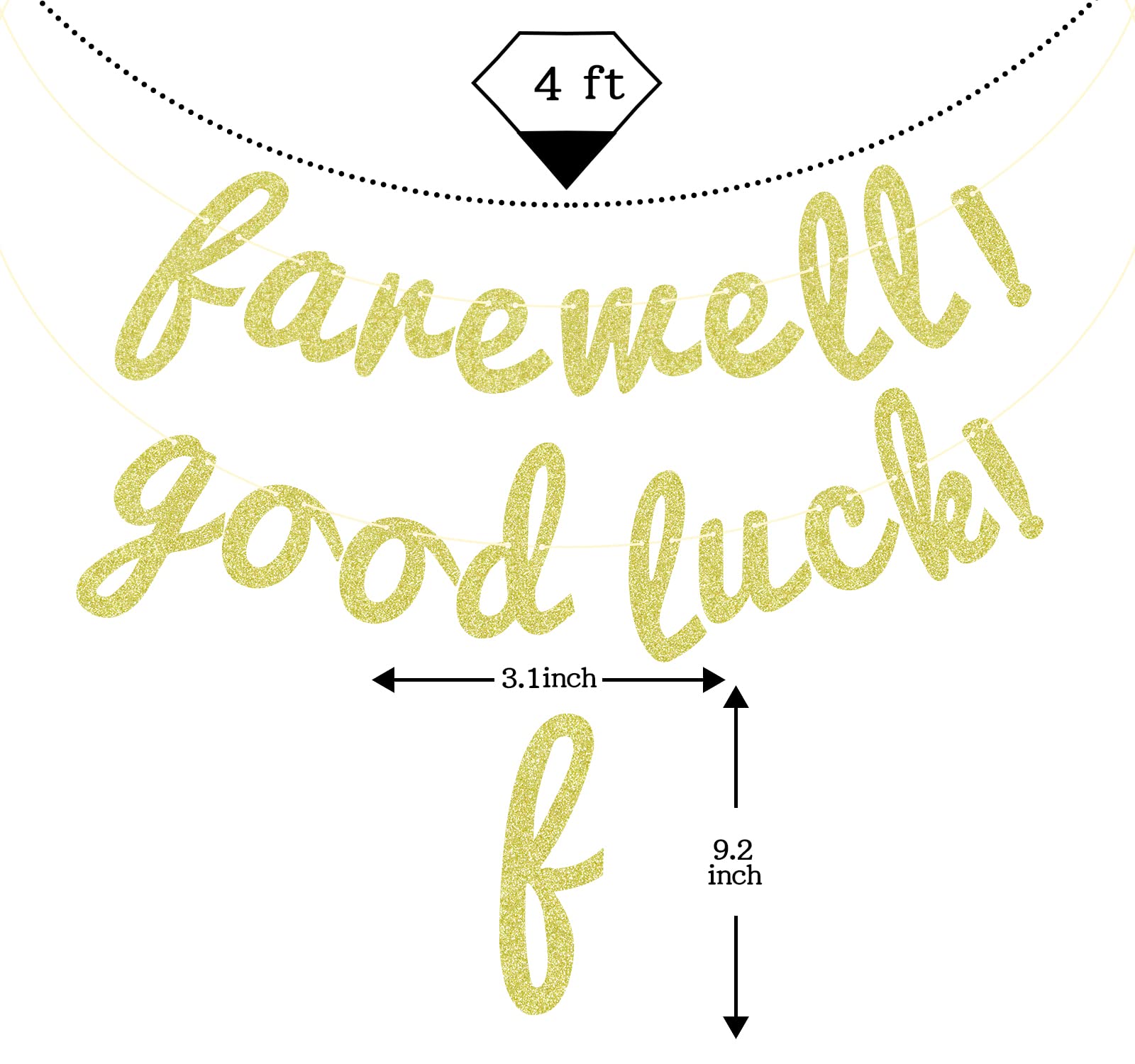 Farewell ! Good Luck ! Banner, Congrats Grad 2023, Happy Retirement, Graduation Retirement Party Decorations Gold Glitter.