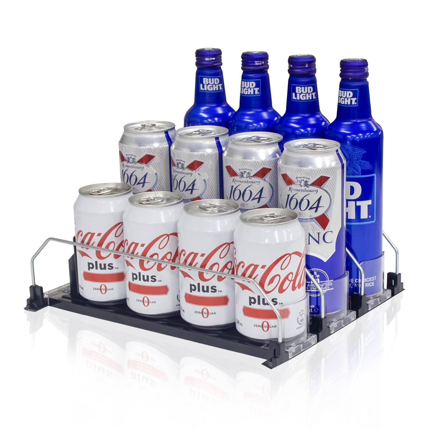 Drink Organizer for Fridge | Refrigerator Bottle Can Organizer, Self-Pushing Soda Can Dispenser Holds Up to 12 Cans, Beverage Storage for Pantry/Vending Machine