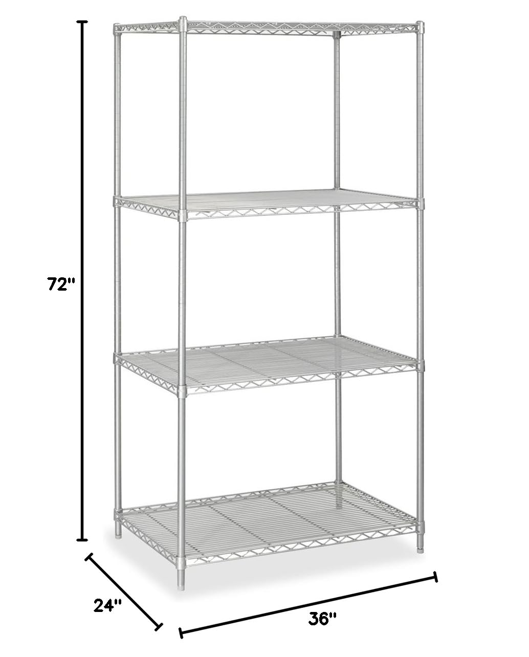 Safco Products Industrial Wire Shelving Starter Unit 36" W x 24" D x 72" H (Add-On Unit and Extra Shelf Pack Sold Separately), Metallic Gray