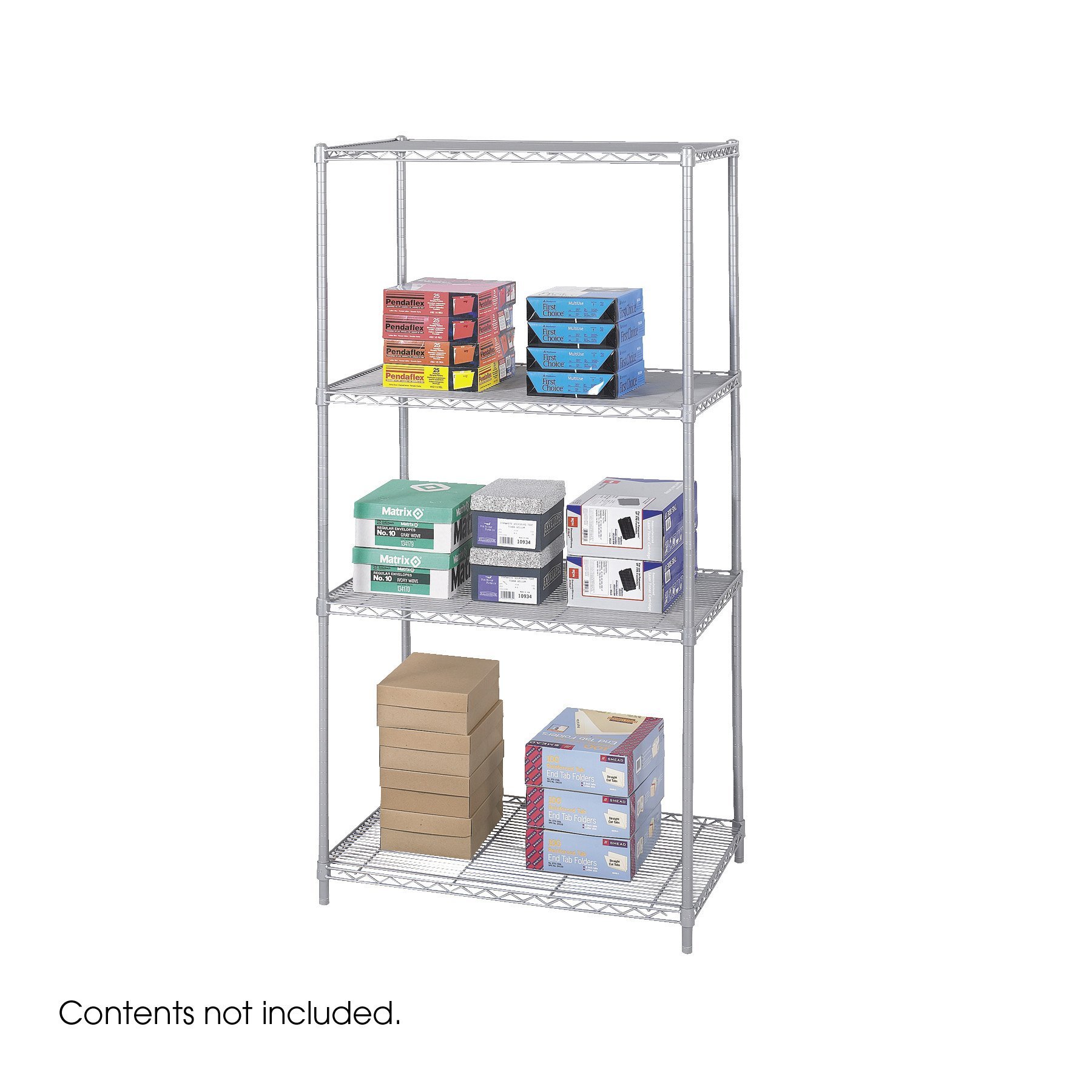 Safco Products Industrial Wire Shelving Starter Unit 36" W x 24" D x 72" H (Add-On Unit and Extra Shelf Pack Sold Separately), Metallic Gray
