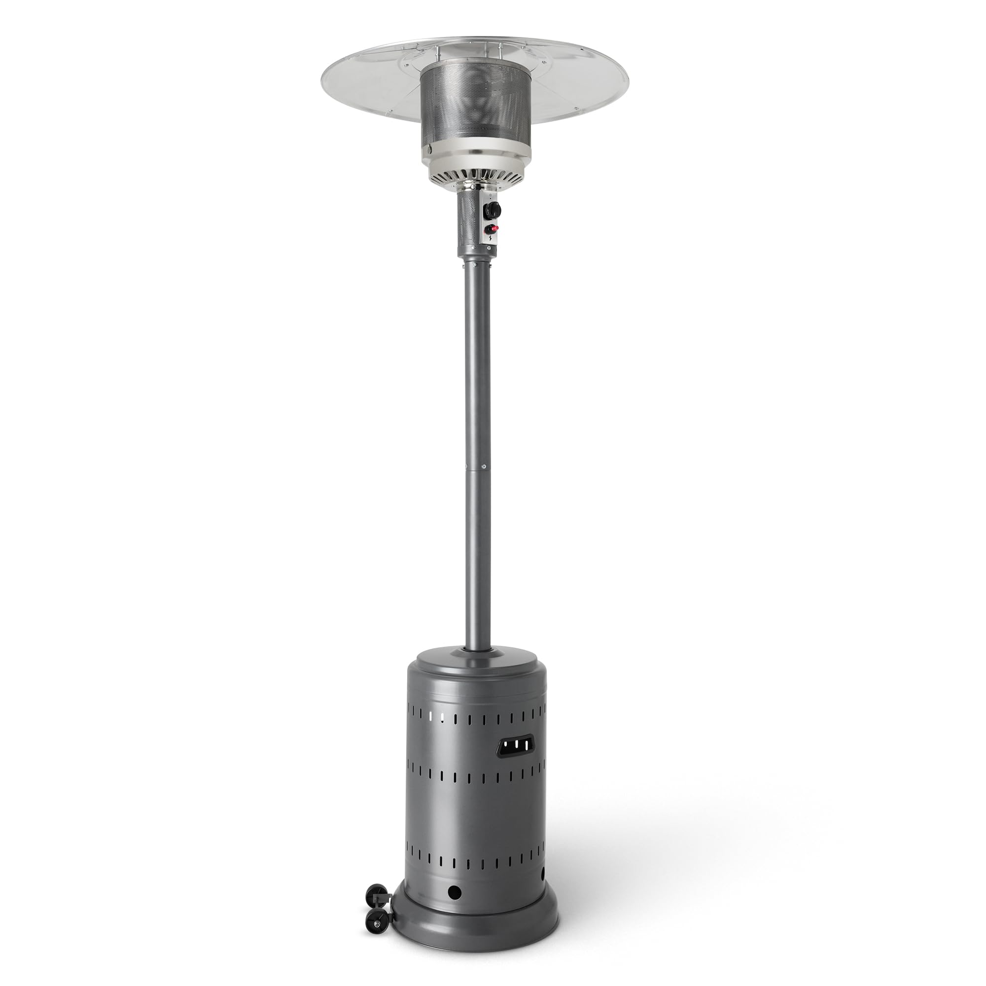 Amazon Basics 46,000 BTU Outdoor Propane Patio Heater with Wheels, Commercial & Residential - Slate Gray
