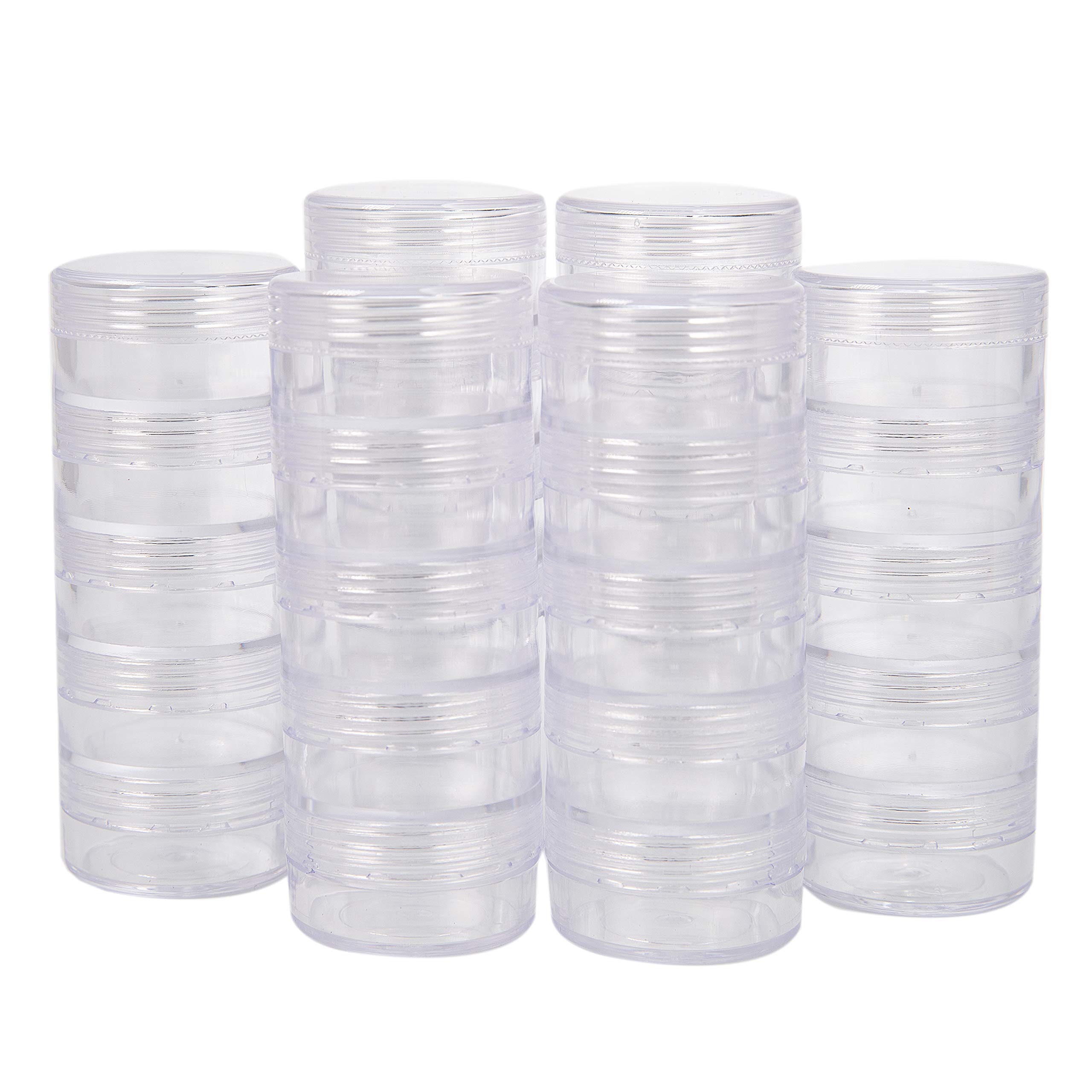 The Beadsmith Personality Case, Clear Plastic Bead Storage Case with 28 Removable and Stackable Jars, Includes 6 Screw top lids, Organizer Storage for Beads, Snap Lock Case for Jewelry and Crafts