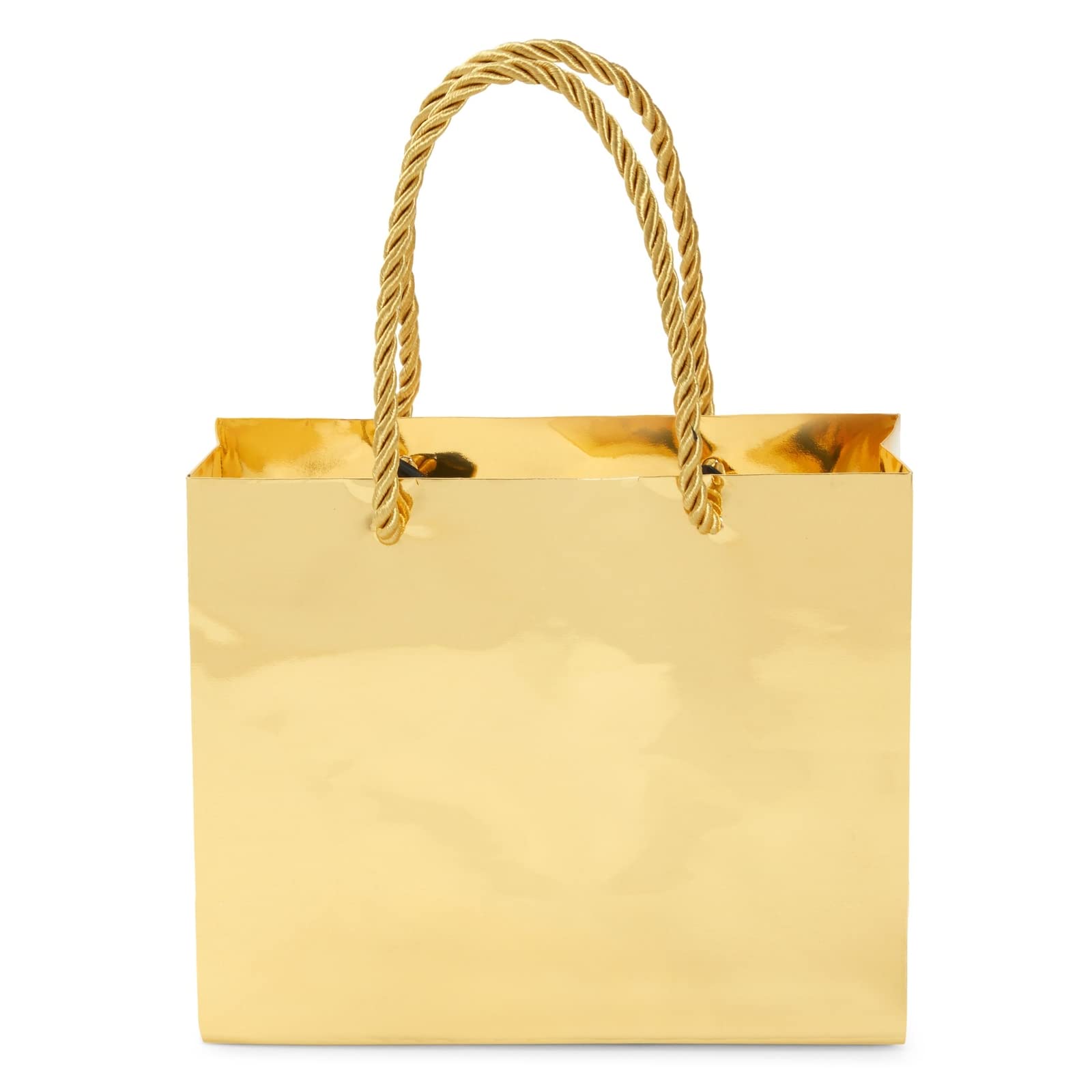 Sparkle and Bash 24 Pack Mini Metallic Rose Gold Gift Bags with Rope Handles, Reusable Paper Gift Bags (6 x 5 x 2.5 In)