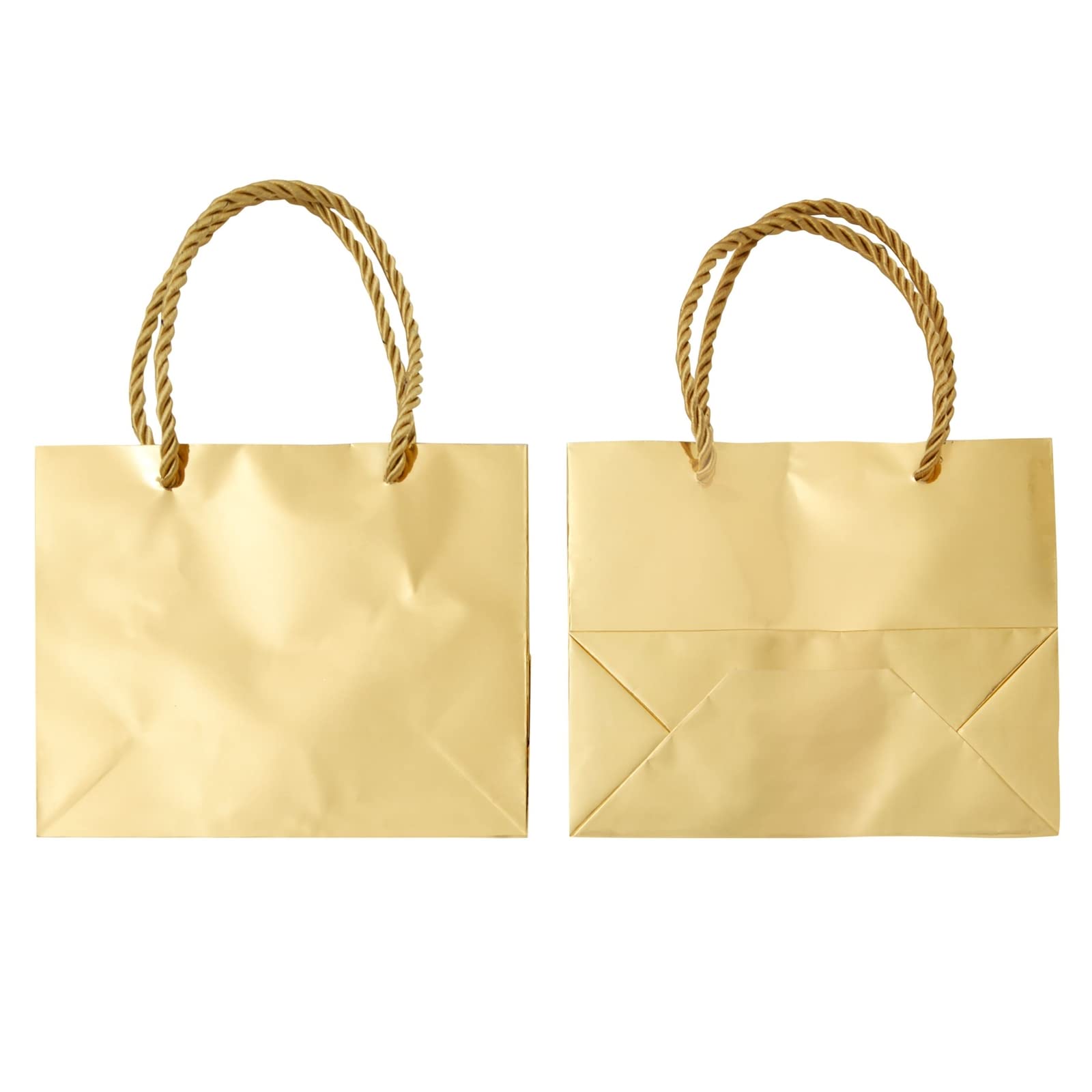Sparkle and Bash 24 Pack Mini Metallic Rose Gold Gift Bags with Rope Handles, Reusable Paper Gift Bags (6 x 5 x 2.5 In)