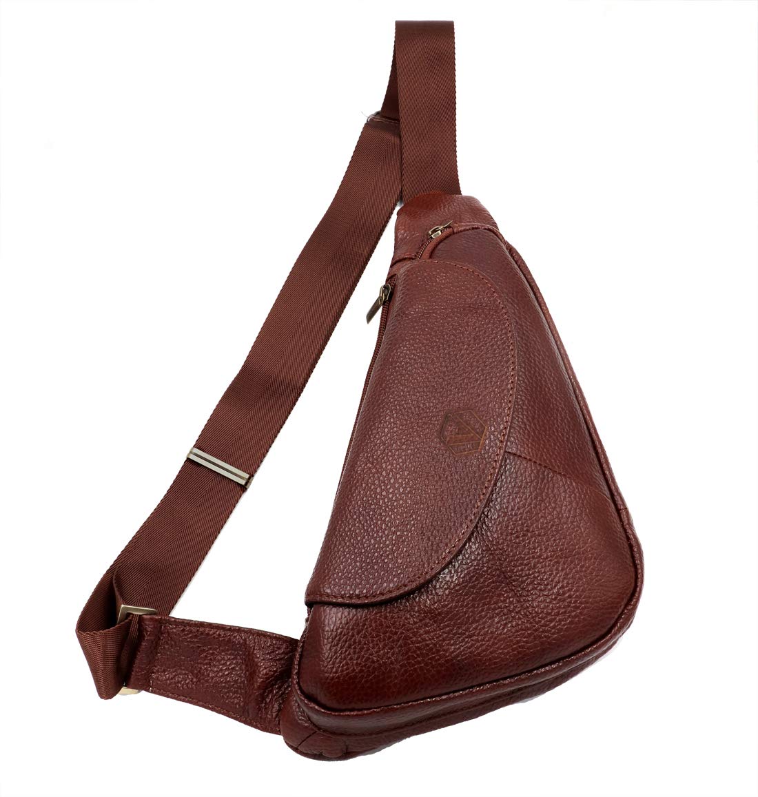 Vidlea Basic Black Leather Sling Bag Crossbody Chest Pack Shoulder Daypack (Tan Brown)