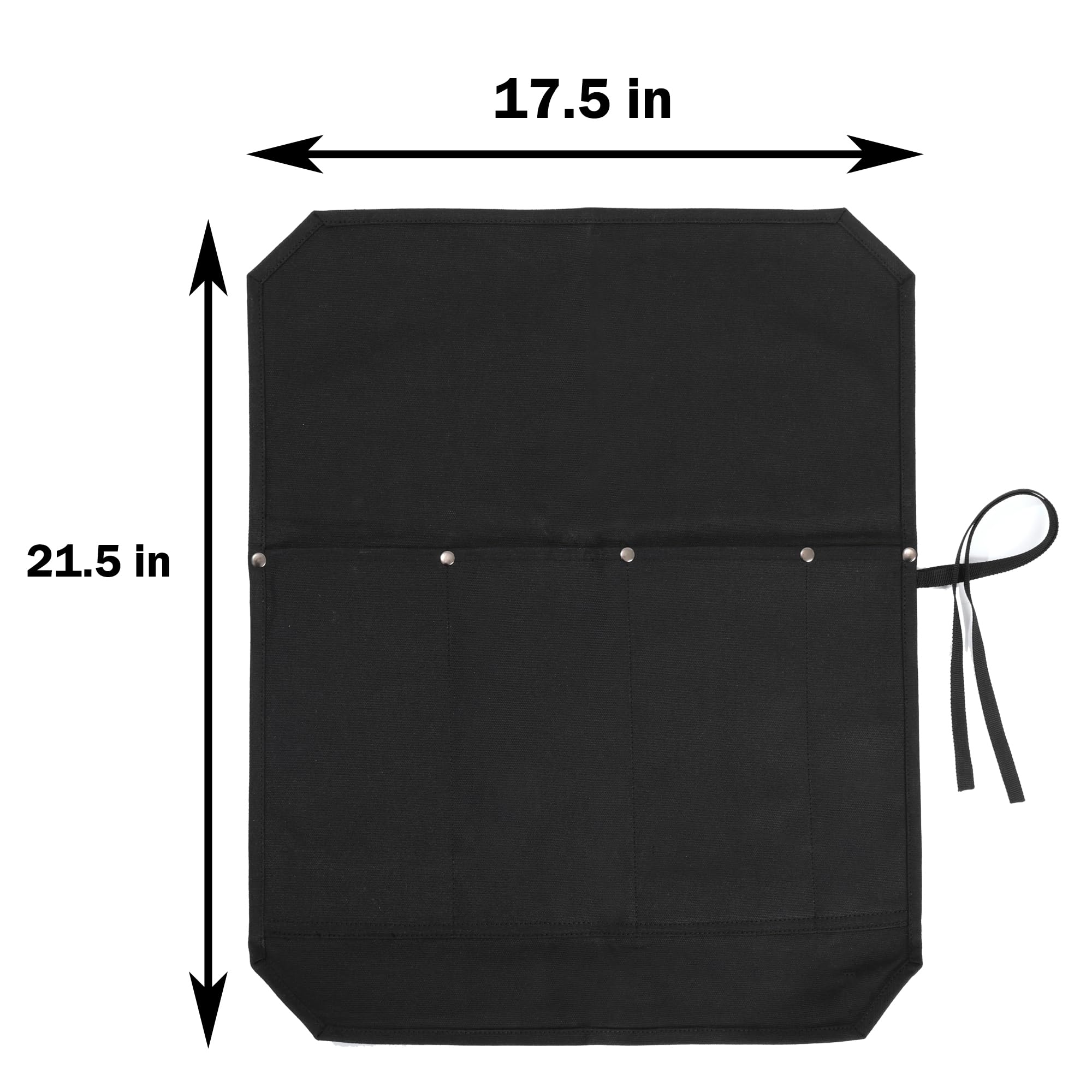 Kaaltisy Knife Bag, Chef Knife Box with 4 Slots, Specialized Cut Resistant Fabric Lining, Heavy Duty 16oz Waxed Canvas, Portable Knife Roll, Black (21.5" Lx17.5 W)