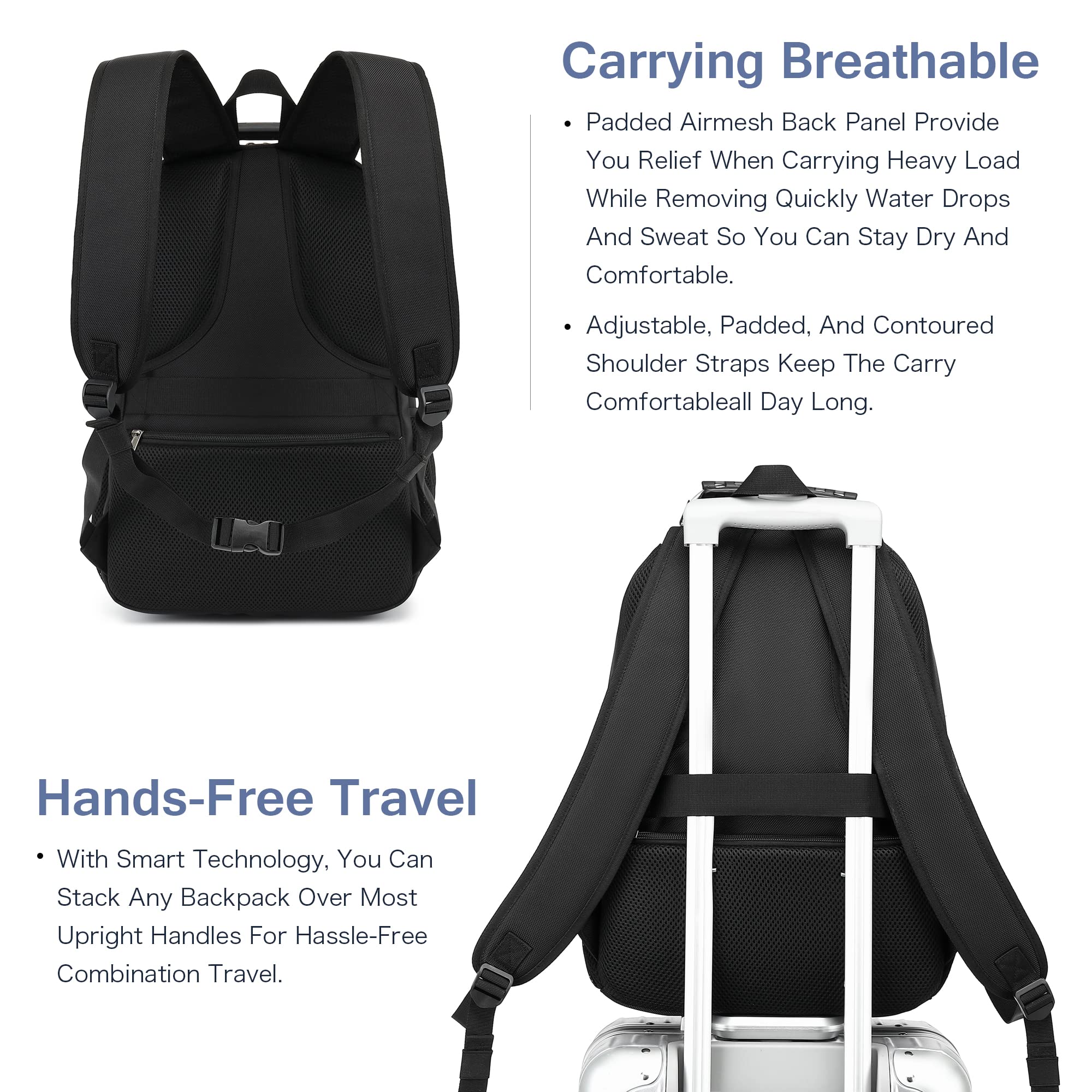 18.4 Extra Large Travel Laptop Backpack for Men, TSA Approved College High School Backpack with Suspended Load Technology-55L Expandable Gaming Laptop Backpack-Reduce Impact Force to 30%, Black.