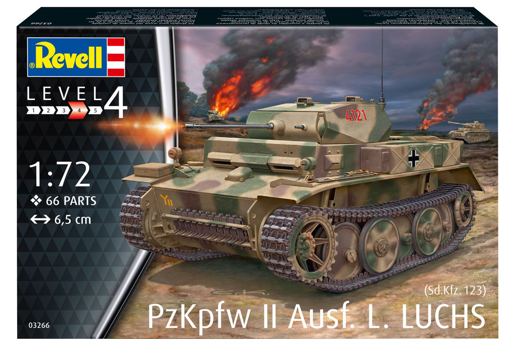 Revell RV03266 03266 Pzkpfw II Ausf. L. 'Luchs' (Sd.Kfz.123) 1: 72 Scale Model Kit, Various