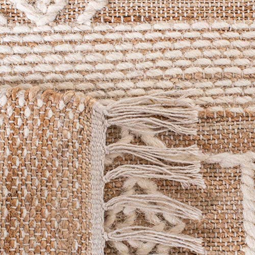 Safavieh Kilim Collection 3' x 5' Natural/Ivory KLM454A Handmade Moroccan Boho Fringe Jute Area Rug