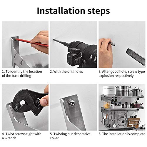 23 Inch Stainless Steel Wall Shelf Metal Shelving Heavy Duty Commercial or Household Grade Wall Mount Microwave with Fixing Kit Microwave Support Load 120lb/55kg Microwave Oven Shelf (Width 23 in)