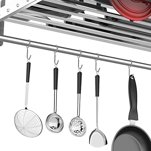 23 Inch Stainless Steel Wall Shelf Metal Shelving Heavy Duty Commercial or Household Grade Wall Mount Microwave with Fixing Kit Microwave Support Load 120lb/55kg Microwave Oven Shelf (Width 23 in)