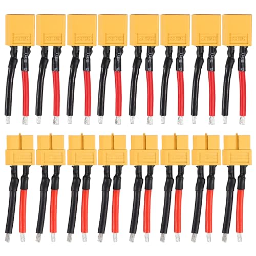 XIITIA 8 Pairs XT60 Plug Female and Male Connector with 14AWG Silicon Wire, 57MM Extention Cable for RC Lipo Battery Cable Drone