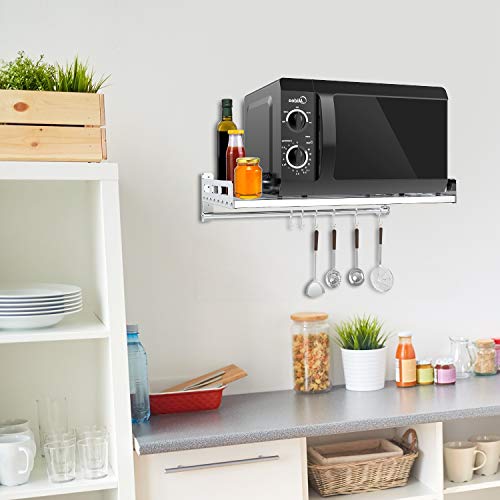 23 Inch Stainless Steel Wall Shelf Metal Shelving Heavy Duty Commercial or Household Grade Wall Mount Microwave with Fixing Kit Microwave Support Load 120lb/55kg Microwave Oven Shelf (Width 23 in)