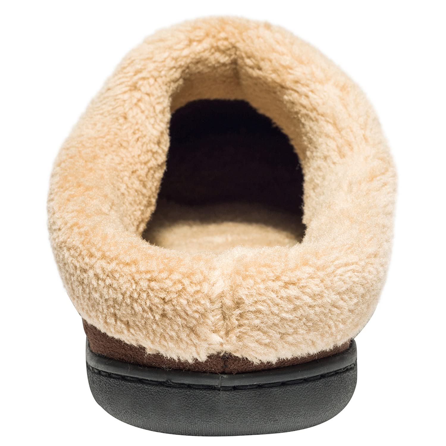 NewDenBer Men's Warm Memory Foam Suede Plush Fleece Lined Slip on Indoor Outdoor Clog House Slippers (11-12 D(M) US, Dark Brown)