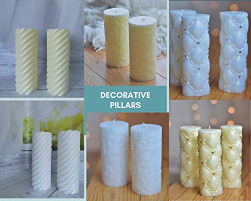 Magik Life Decorative Pillar Candles-3x6 inch - Unscented Long Lasting Handcrafted Royal Candles for Home Decoration Restaurant Weddings Spa Events Church- 70 Hour Burn Time - Smokeless & Dripless
