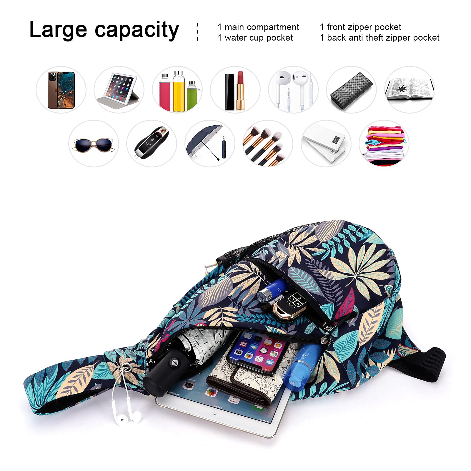 XEYOU Unisex Sling Bag Multipurpose Crossbody Shoulder Bag Travel Chest Pack for Men Women Lightweight Casual Daypacks (Cotton)