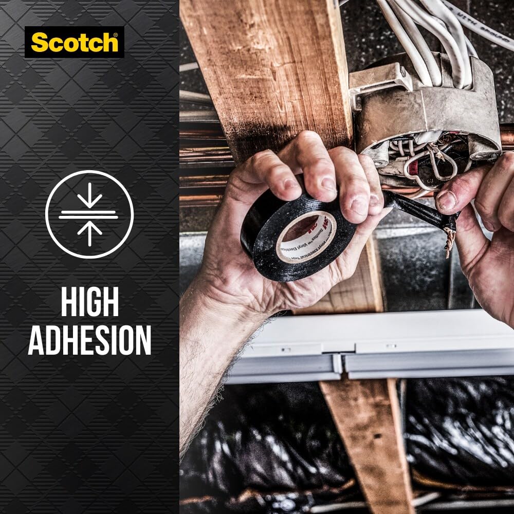 Scotch Vinyl Electrical Tape, Black, 3/4-in by 66-ft, 1-Roll