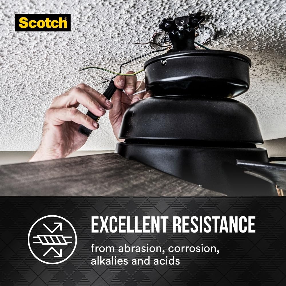 Scotch Vinyl Electrical Tape, Black, 3/4-in by 66-ft, 1-Roll