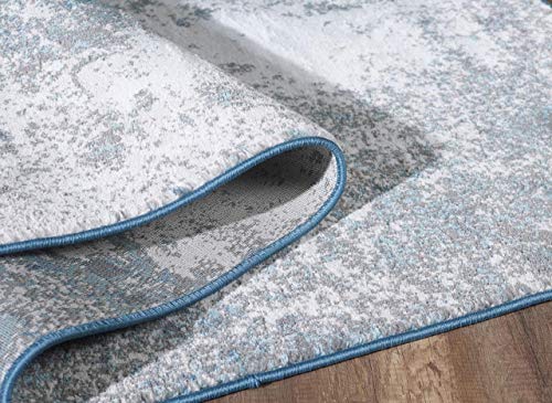 LUXE WEAVERS Modern Abstract Coastal Gray Blue 5x7 Area Rug, Stain Resistant Living Room Carpet
