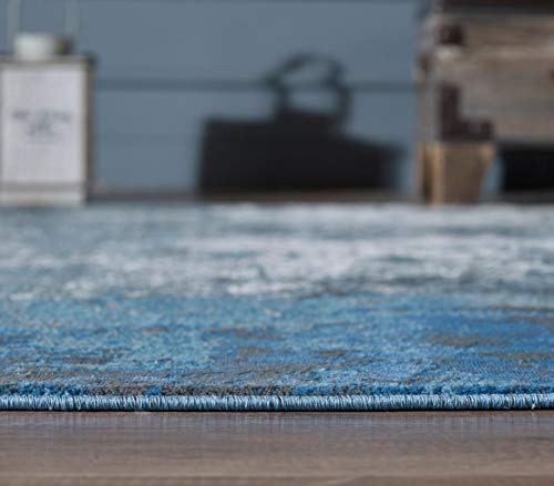 LUXE WEAVERS Modern Abstract Coastal Gray Blue 5x7 Area Rug, Stain Resistant Living Room Carpet