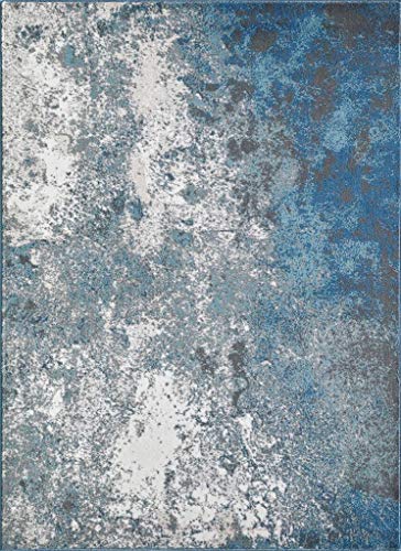 LUXE WEAVERS Modern Abstract Coastal Gray Blue 5x7 Area Rug, Stain Resistant Living Room Carpet