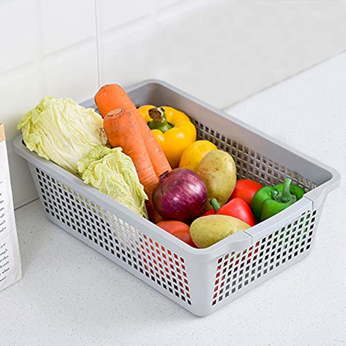 Hedume 4 Pack Plastic Storage Baskets with Handle, 15βx9.8βx4.7β Pantry Storage Bins, Closet Baskets, Large Organization Basket for Nursery, School, Office