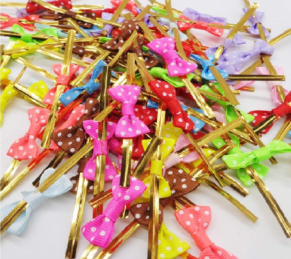 Sinrier Bow Tie Twist Ties for Cake Pops Sealing Cello Bags Lollipop Gifts Packgae, Assorted Colors,count of 200