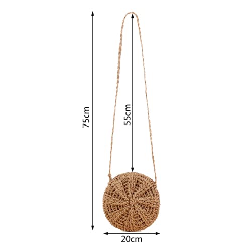 JORCEDI Straw Crossbody Shoulder Bag Beach Tassels Crochet Messenger Handbag Purse For Women Girls (Light Brown)