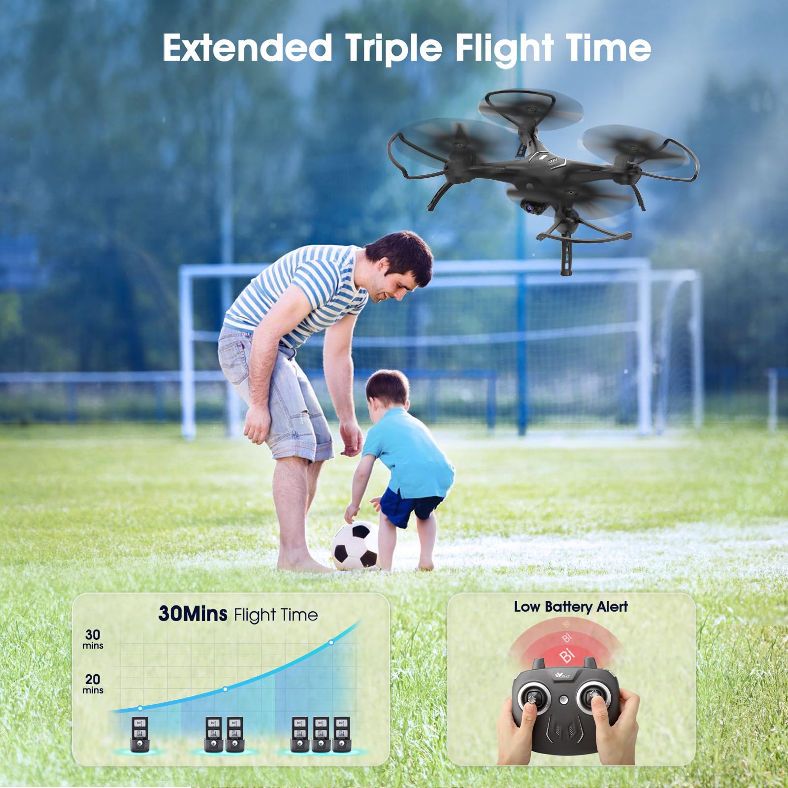 ATTOP FPV Drone with Camera for Adults/Kids/Beginners, Total 30 Mins Flight time FPV Drones, 120°Wide View, Easy Control with Remote/App/Voice/Gesture/Gravity, 1 Key Operation, Boys & Girls Toy Drone, CPSIA Certified
