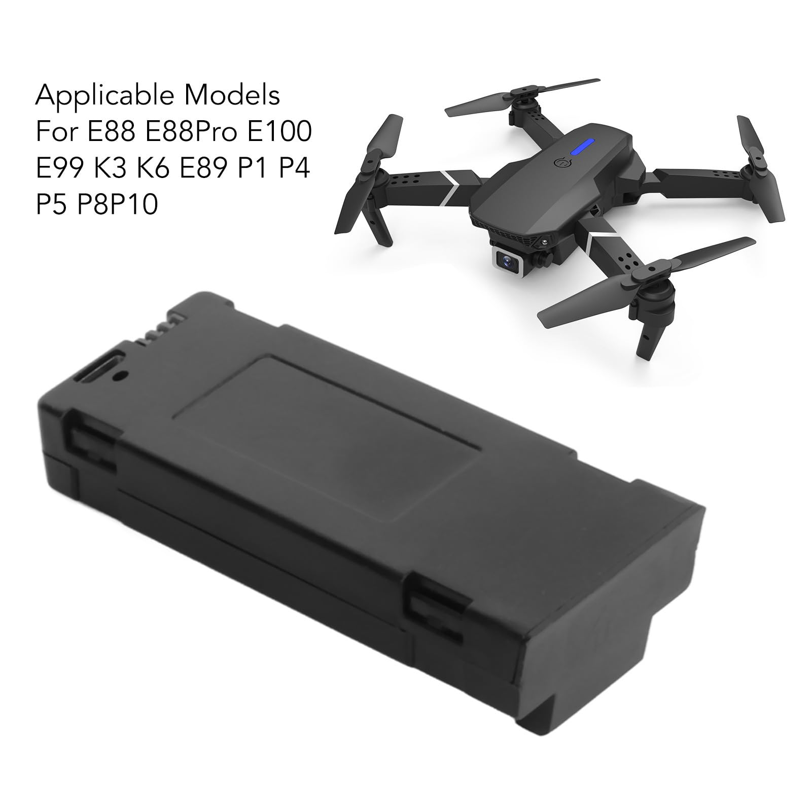 3Pcs 3.7V 1800mAh Drone Lipo Replacement Battery Compatible with E88 E88Pro E100 E99 K3 K6 E89 P1 P4 P5 P8 P10 RC UAV Drone, RC Quadcopter Drone Lithium Battery with 1 Tow 3 Cable
