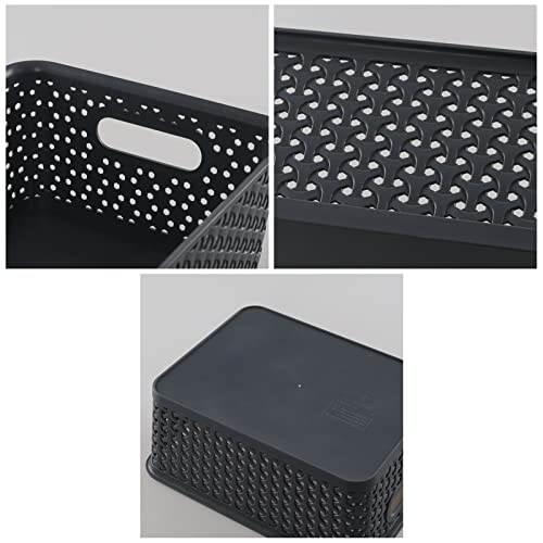 Ramddy 8 Packs Plastic Weave Basket for Organizing, Small Office Home Storage Bin
