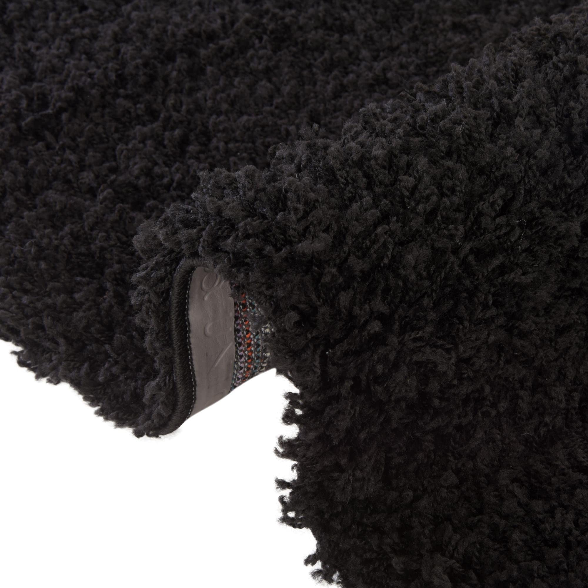 Rugs.com - Über Cozy Solid Shag Collection Rug – 9' x 12' Jet Black Shag Rug Perfect for Living Rooms, Large Dining Rooms, Open Floorplans