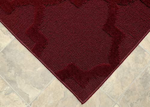Garland Rug Quatro Chili Red 9' x 12' Cut-Loop Trellis Area Rug –Soft, Comfortable, Stylish & Budget-Friendly Rug in a Beautiful Solid Chili Red