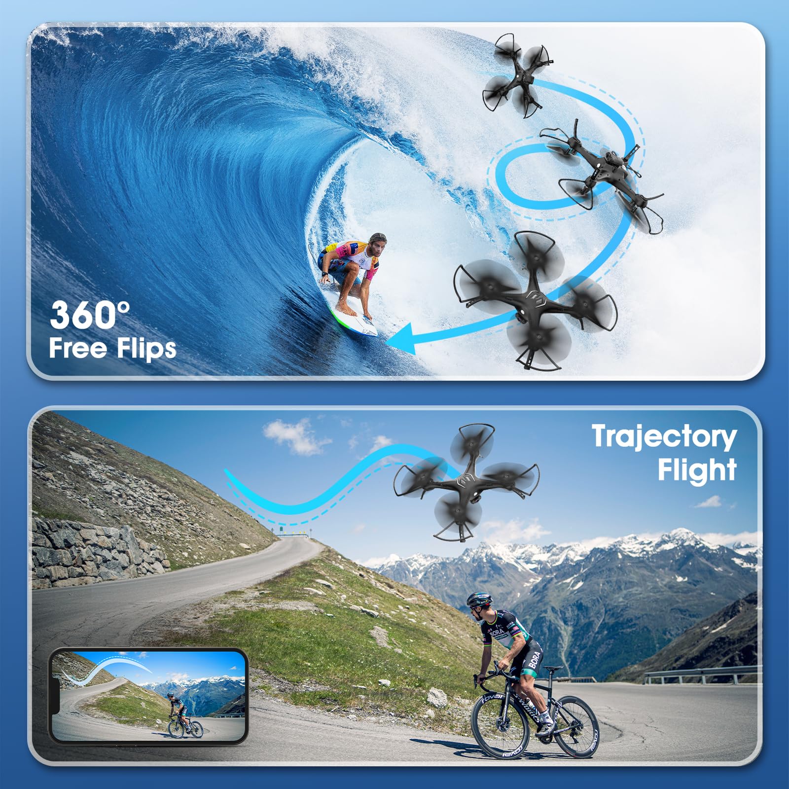 ATTOP FPV Drone with Camera for Adults/Kids/Beginners, Total 30 Mins Flight time FPV Drones, 120°Wide View, Easy Control with Remote/App/Voice/Gesture/Gravity, 1 Key Operation, Boys & Girls Toy Drone, CPSIA Certified