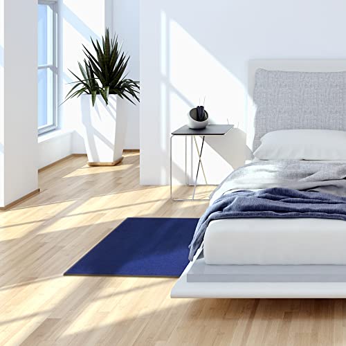Machine Washable Modern Solid Design Non-Slip Rubberback 2x3 Traditional Area Rug for Entryway, Bedroom, Kitchen, Bathroom, 2'3" x 3', Navy