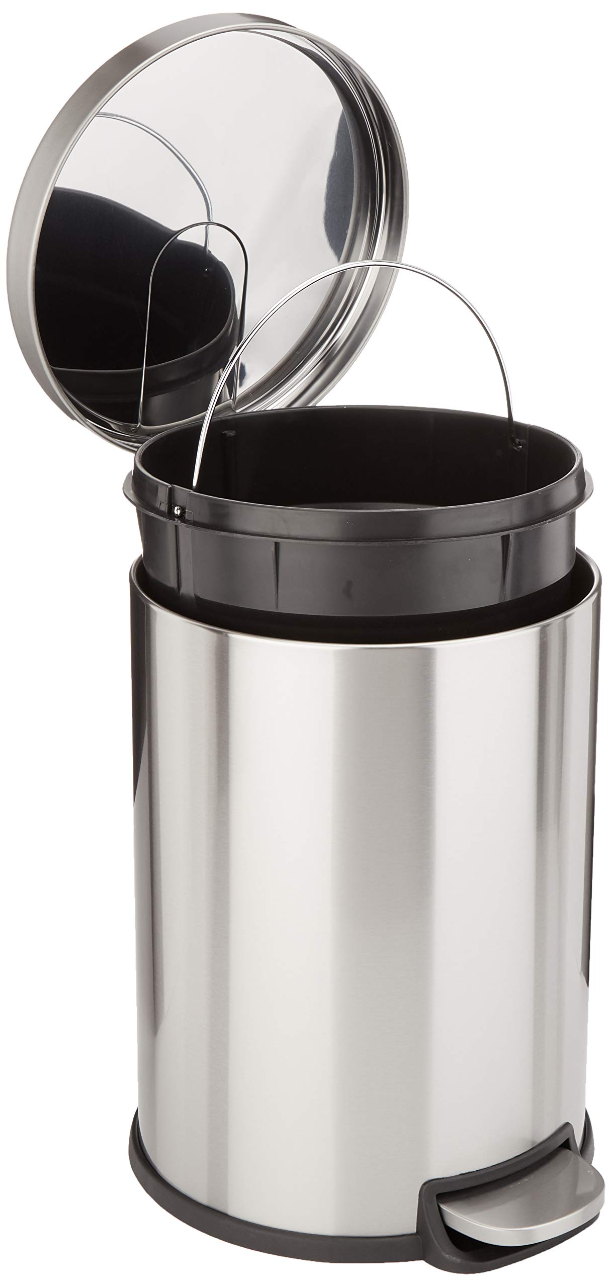 Amazon Basics 5 Liter / 1.3 Gallon Round Soft-Close Trash Can with Foot Pedal - Stainless Steel