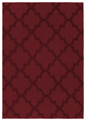Garland Rug Quatro Chili Red 9' x 12' Cut-Loop Trellis Area Rug –Soft, Comfortable, Stylish & Budget-Friendly Rug in a Beautiful Solid Chili Red