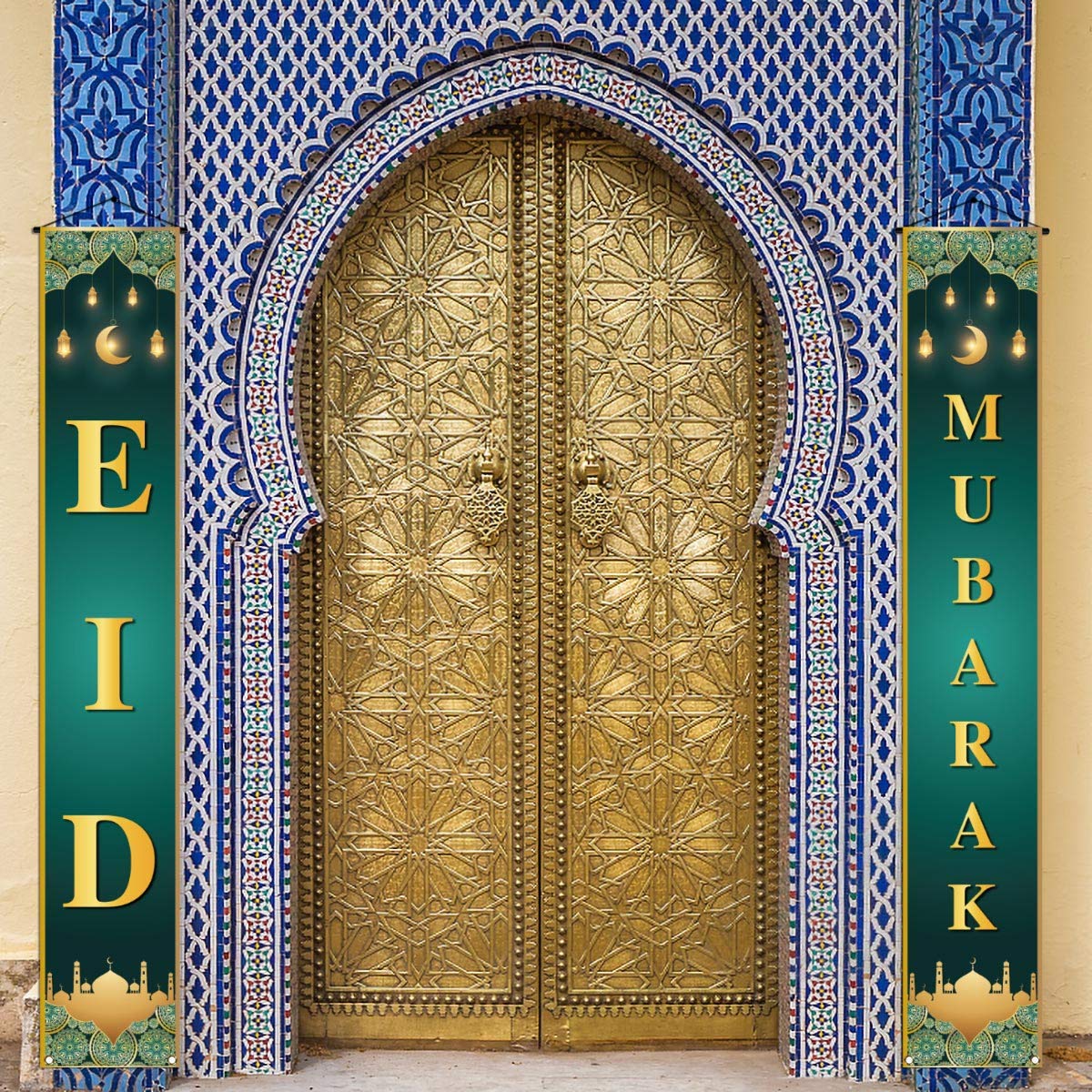 Eid Mubarak Decorations Banner Islamic Eid Festival Celebration Welcome Porch Sign Muslim Ramadan Party Decor and Suppliesl for Home